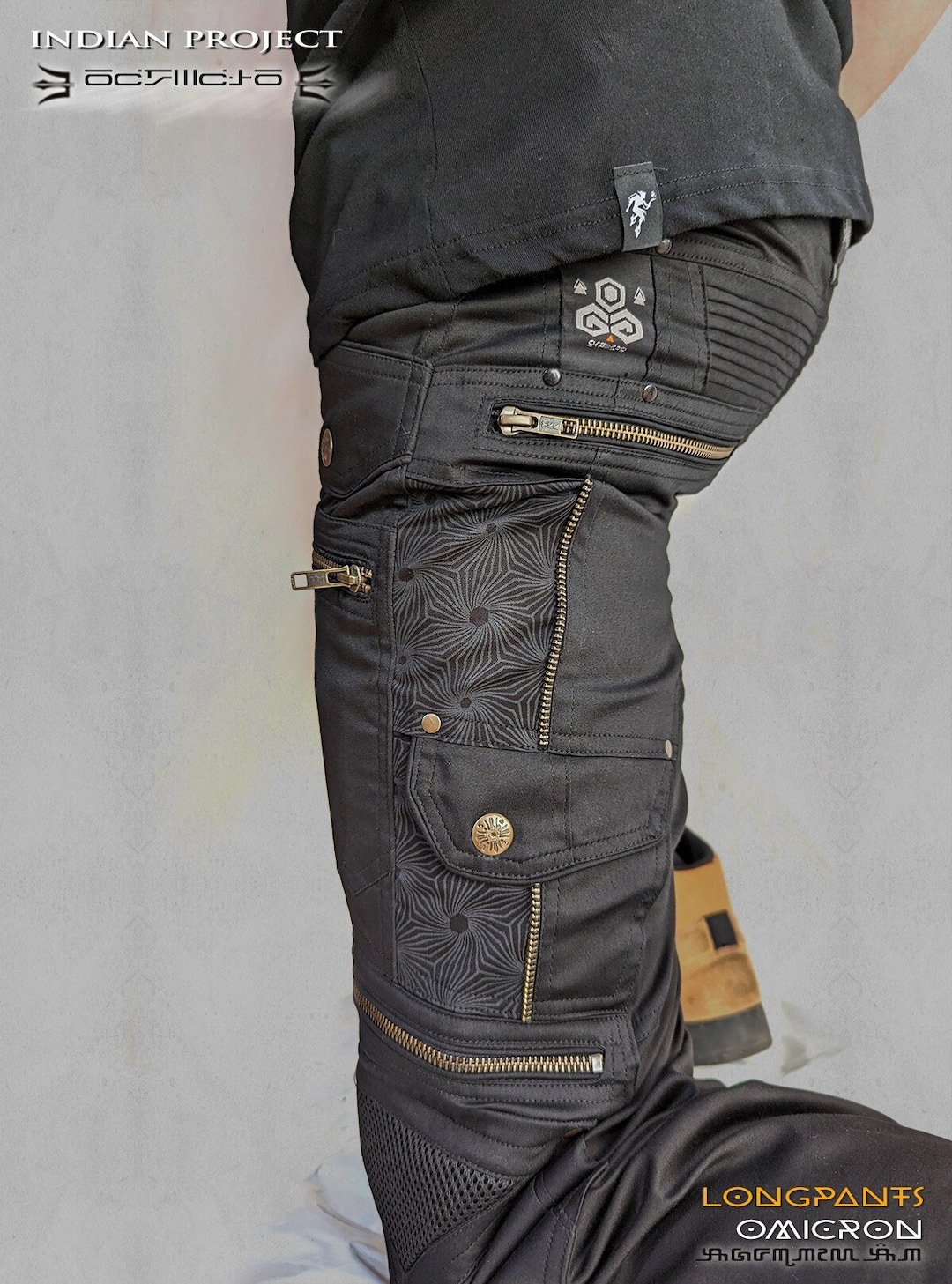 OMICRON Black Cargo Pants – Techwear Rave Outfit, Psytrance Clothing ...