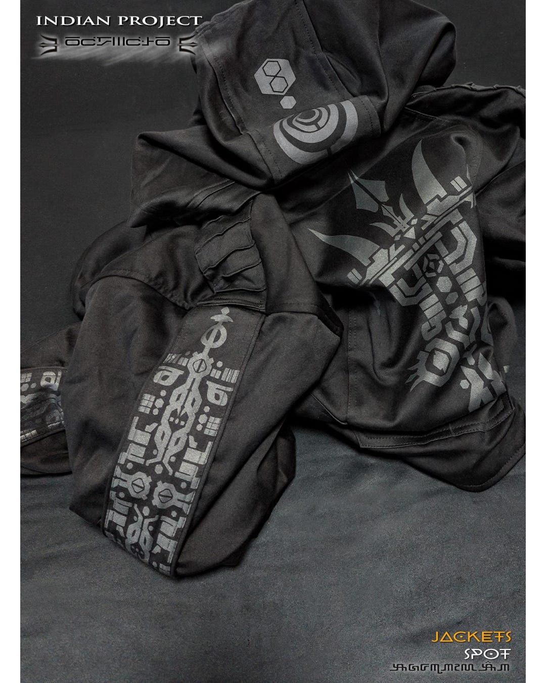 Cotton Twill Goa Jacket: Zipped Hood, Buckle Detail - Festival Psywear ...