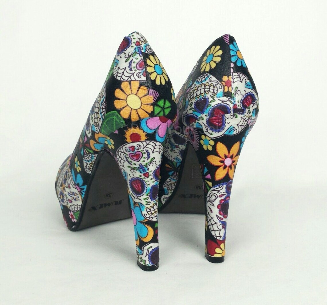 Day of the Dead Heels, Sugar Skull Heels, Skull Shoes, Gothic Heels ...