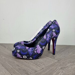 Purple Moth Heels, Moon Skull Shoes, Gothic High Heels, Women Court ...