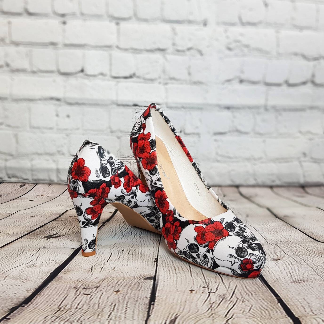 Gothic Shoes White Skull Heels Custom Shoes Skull Pumps | Etsy