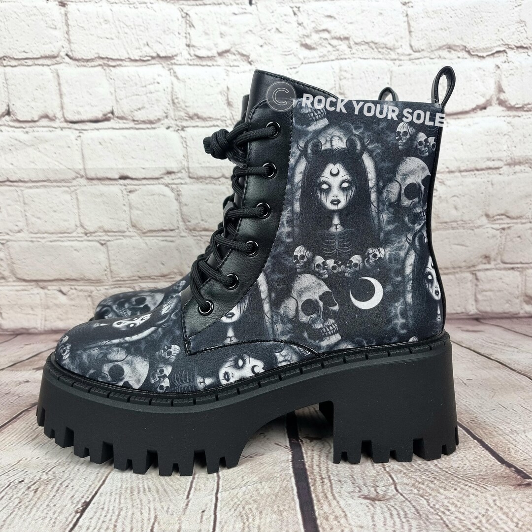 Platform Shoes, Skulls Raven Boot, Ladies Ankle Boots, Alternative ...