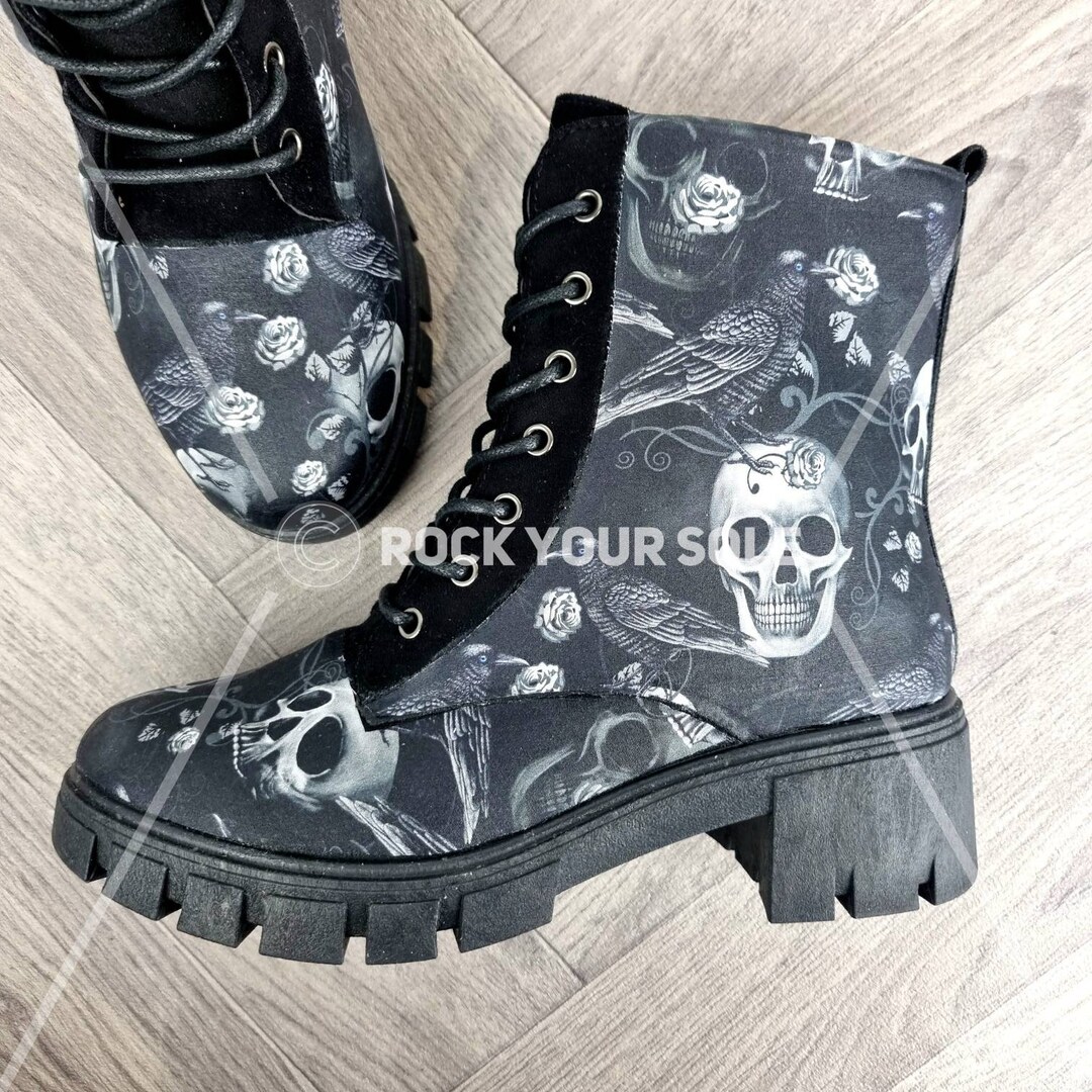Platform Shoes, Skulls Raven Boot, Ladies Ankle Boots, Alternative ...