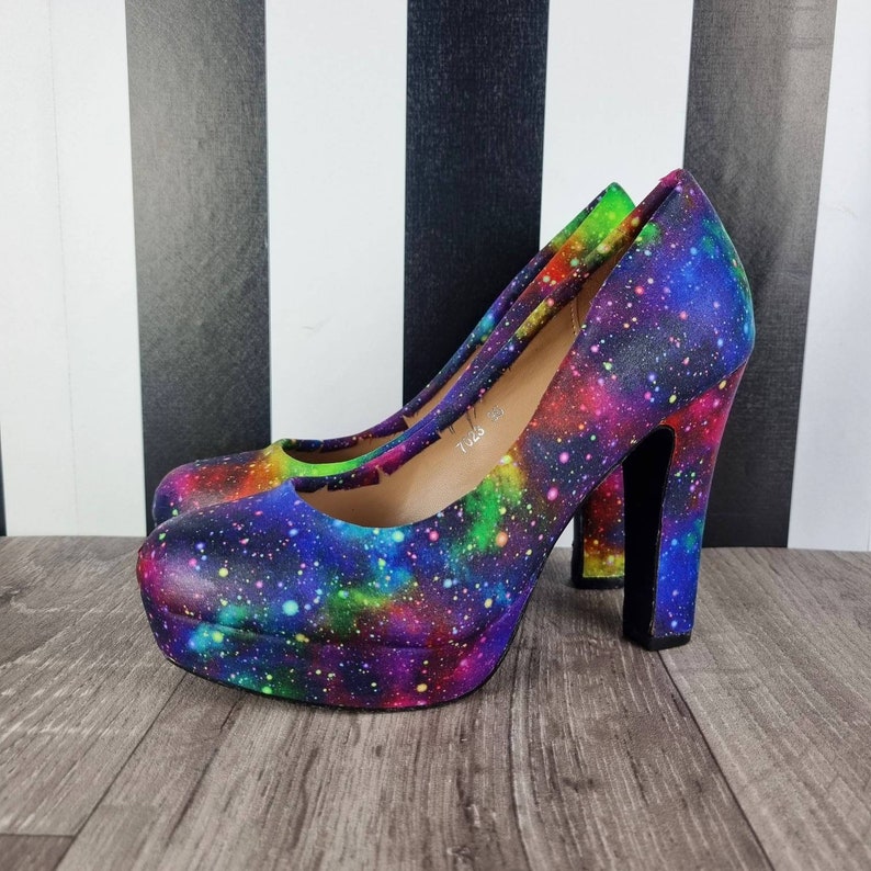 Rainbow Galaxy Shoes Space High Heels Custom Shoe Nebula - Etsy