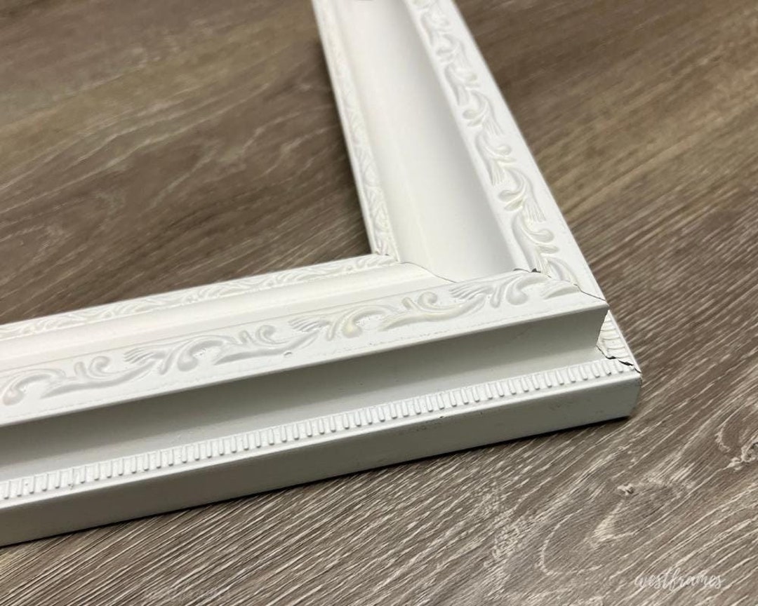 White Ornate Picture Frame 2", Canvas Photo Gallery Frame, Custom ...