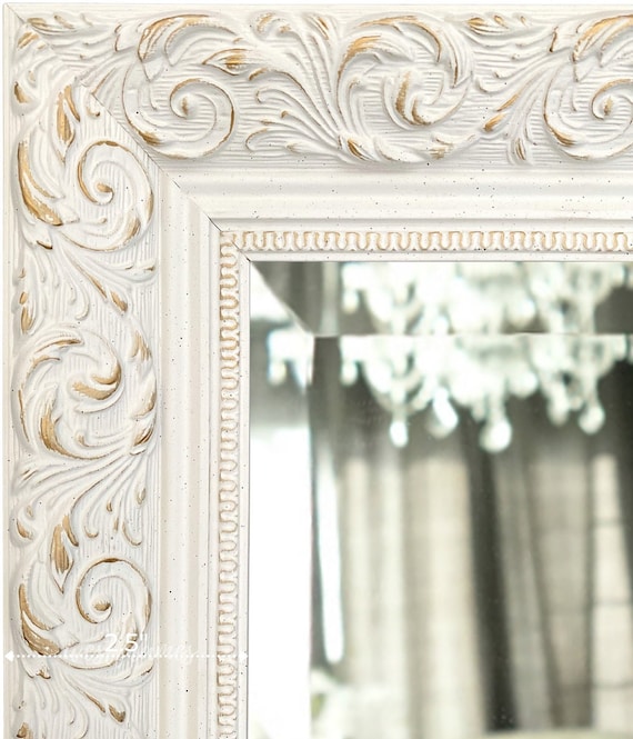 West Frames Bella French Ornate Embossed Framed Wall Mirror Antique White Etsy