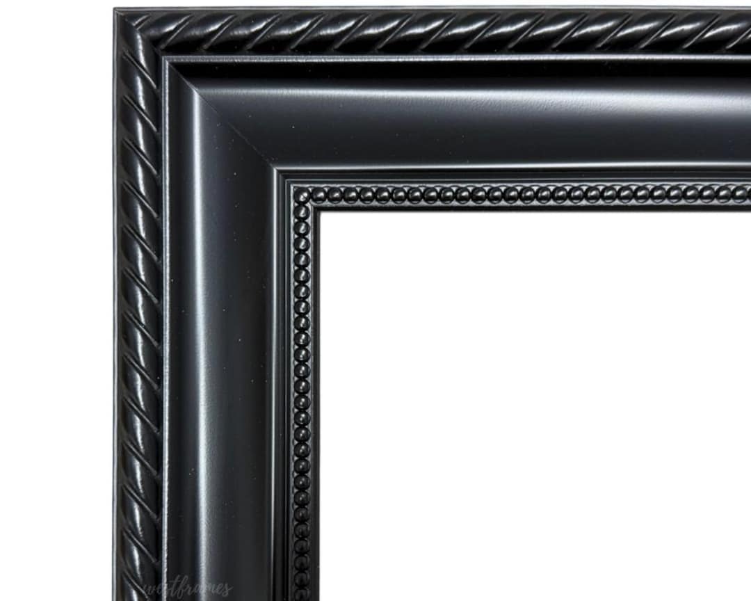 Black Picture Frame | 2.25" Beaded Rope Design, Custom Size - Etsy