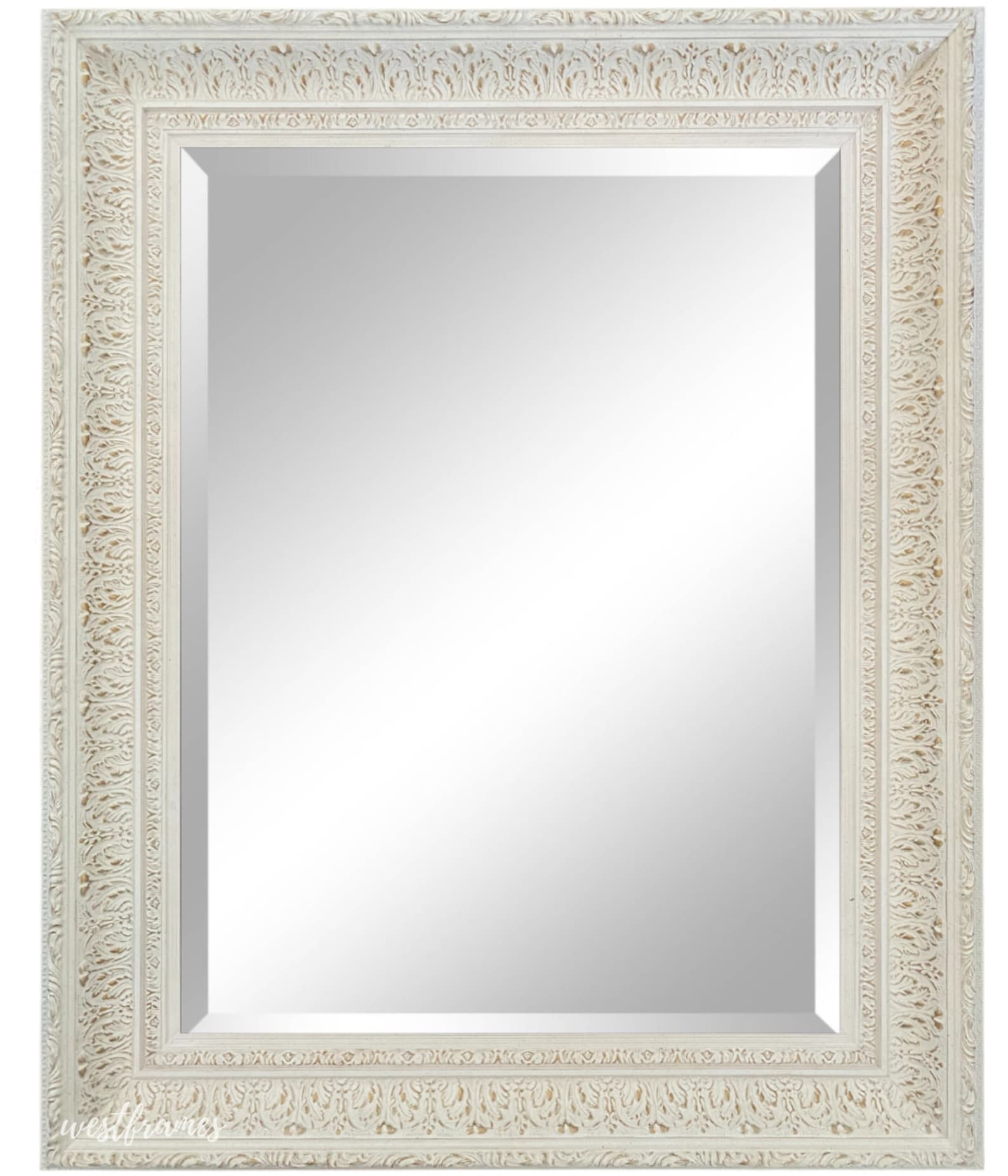 West Frames Elegance French Ornate Embossed Antique White Gold - Etsy
