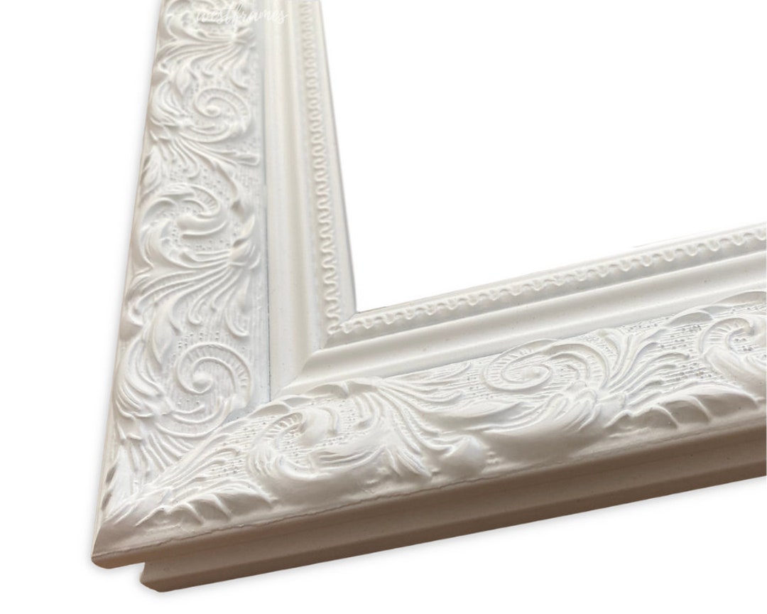 West Frames Bella French Ornate Embossed Shabby White Wood Wall Picture ...