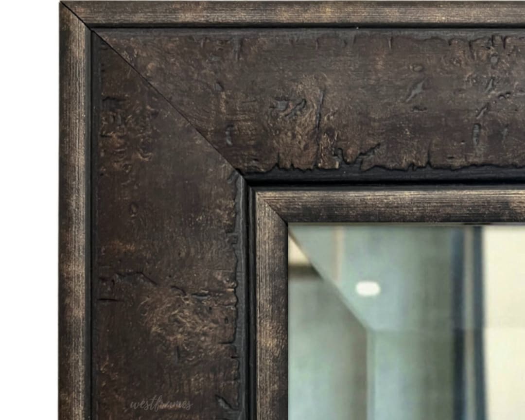 West Frames Marcello Rustic Rectangular Framed Wall Mounted Mirror Dark ...