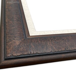 Rustic Distressed Walnut Brown Picture Frame With Linen Liner, Canvas ...
