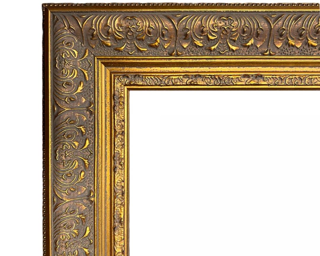 2.25" Wide Antique Gold Ornate Wood Picture Frame, West Frames Majesty ...