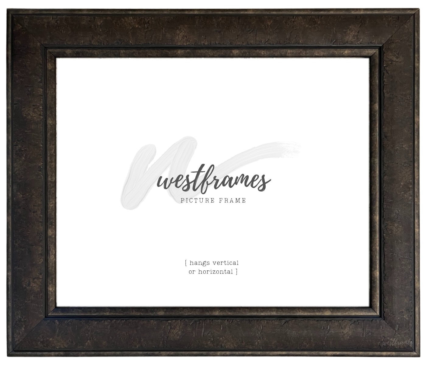 Rustic Distressed Dark Charcoal Brown Wall Picture Frame, Canvas Art ...