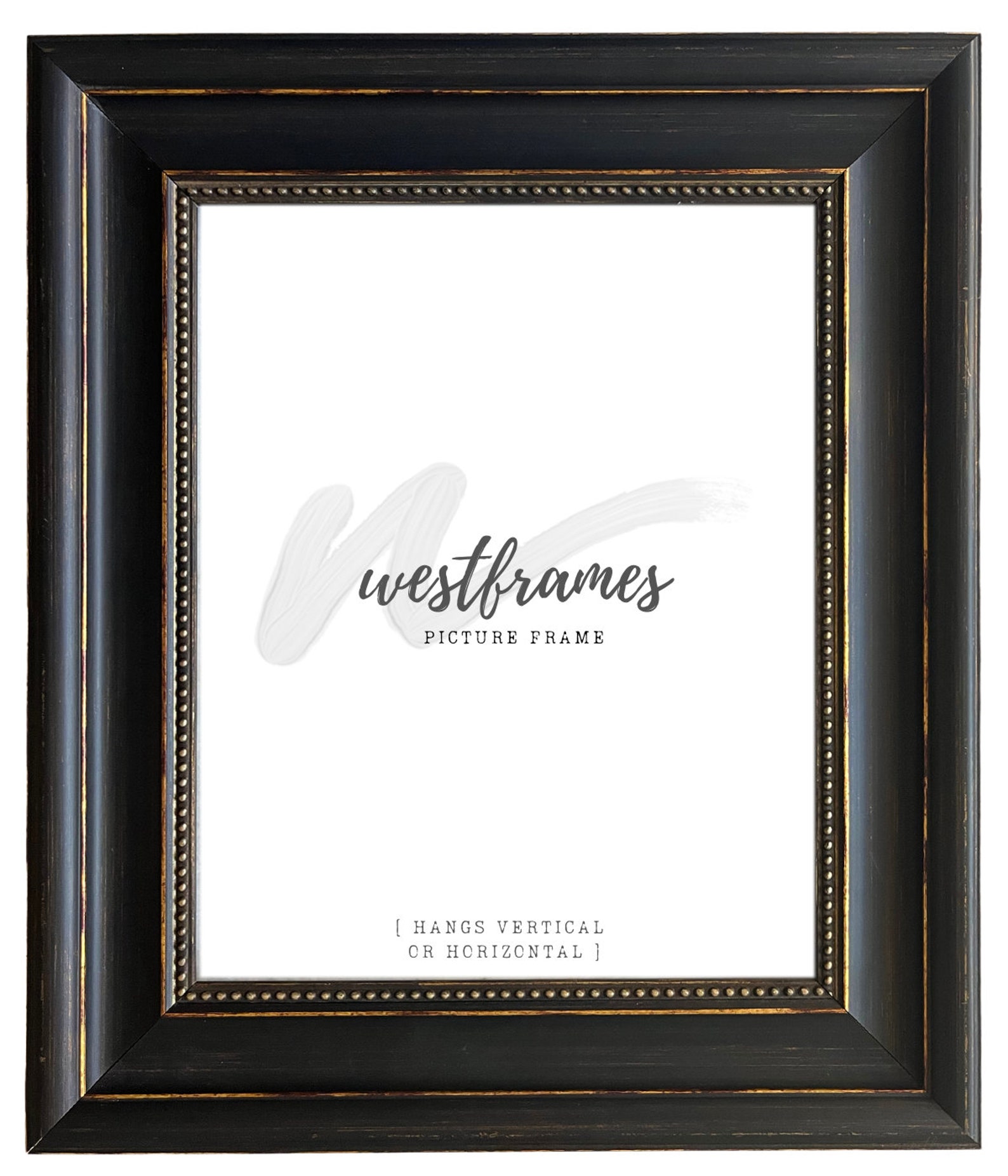 Distressed Black Gold Wall Picture Frame, Canvas Art Photo Frame 2 ...