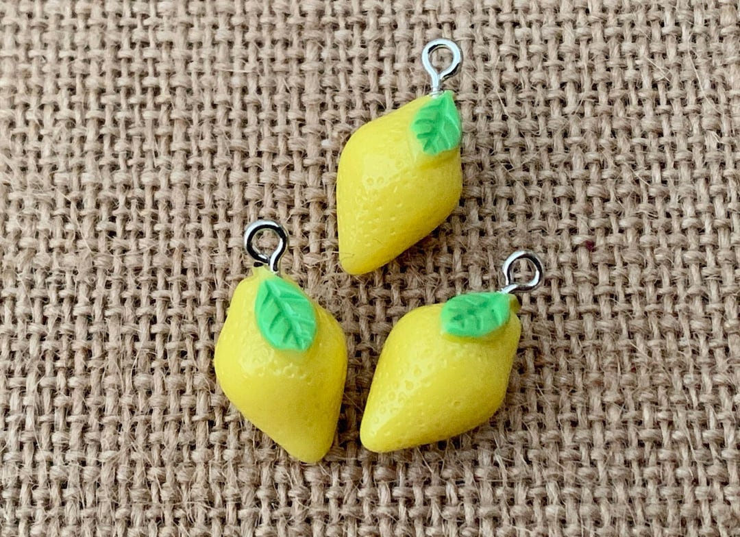 3 | 5 | 10 | Yellow Lemon Charms | Resin | Fruit Jewelry | 22x12mm - Etsy