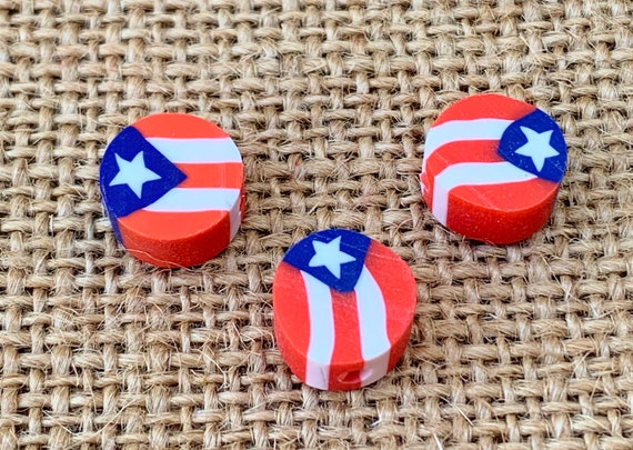 10 25 50 Puerto Rico Flag Beads Stars & Stripes Clay - Etsy