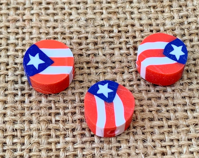 10 25 50 Puerto Rico Flag Beads Stars & Stripes Clay Beads Patriotic ...