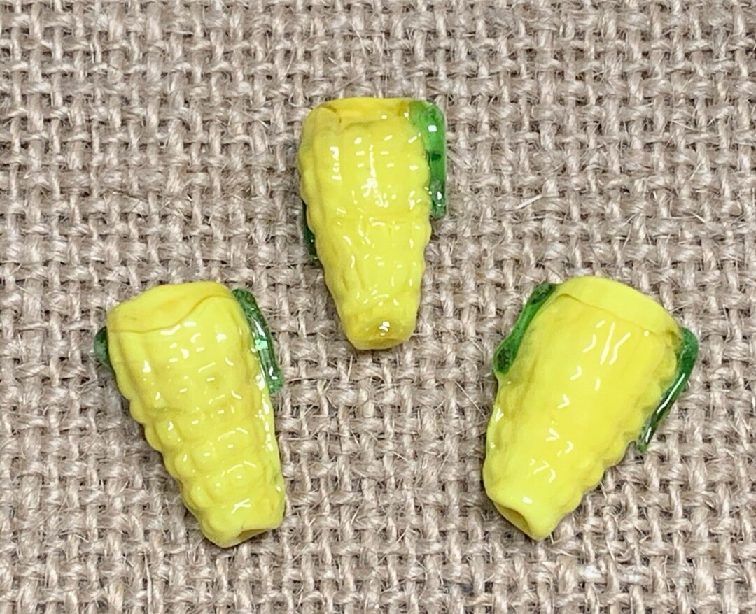 3 | 5 | 10 Yellow Corn on the Cob Beads | Lampwork Glass Beads ...