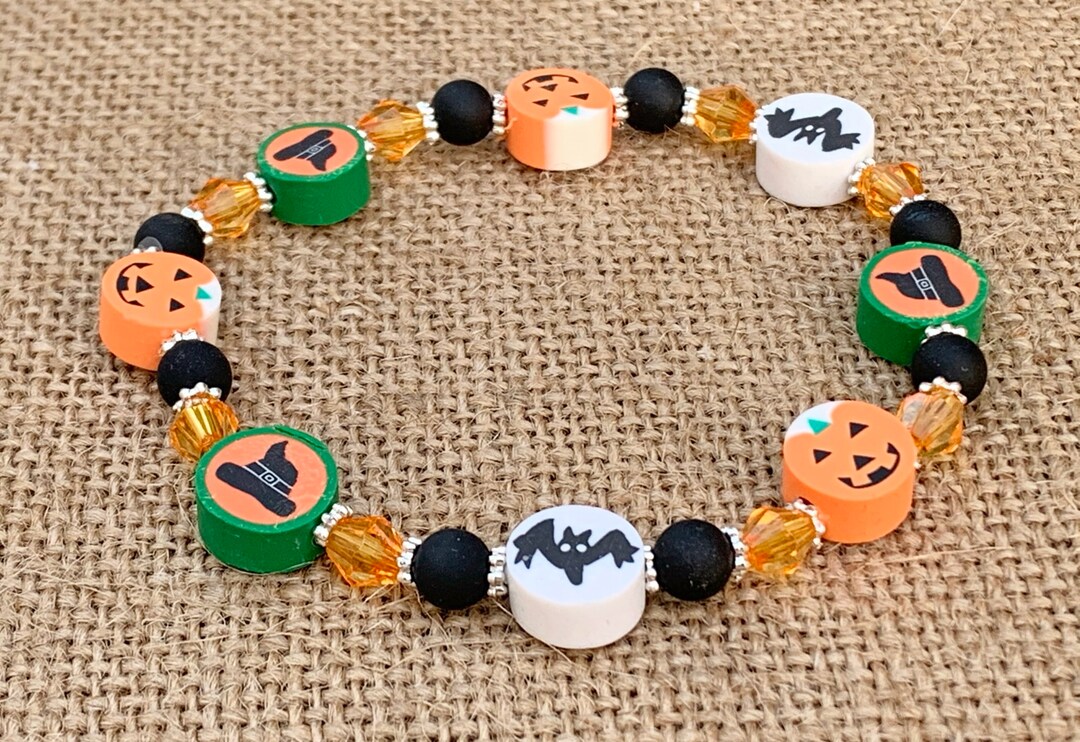 Halloween Clay Beaded Bracelets Halloween Jewelry Bead KITS or HANDMADE ...