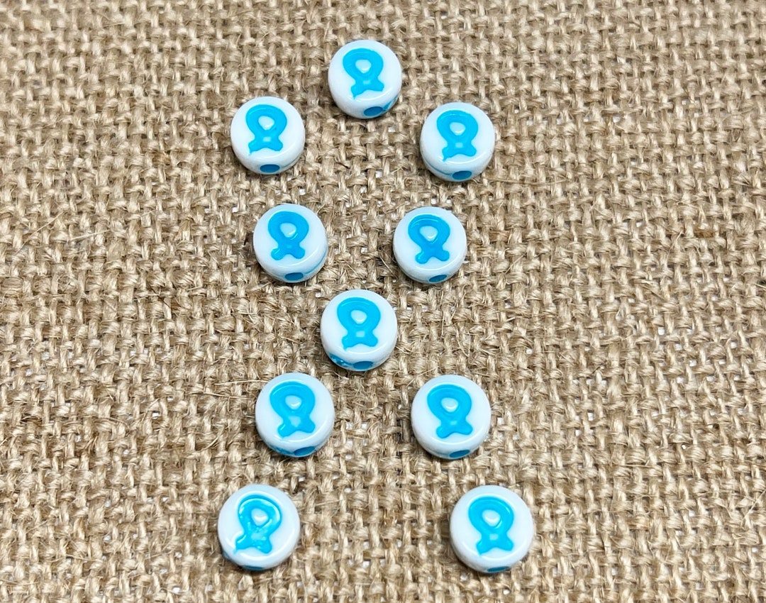 20 | 50 Mini Teal Blue Awareness Ribbon Beads | Acrylic | Awareness ...