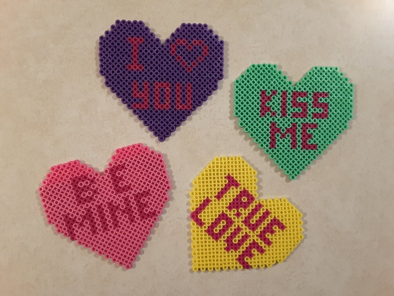 Perler Bead Candy Hearts - Etsy