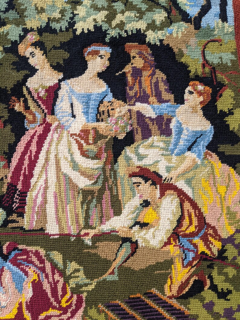 Large Completed Needlepoint Tapestry Canvas. Country Scene. Ideal for ...