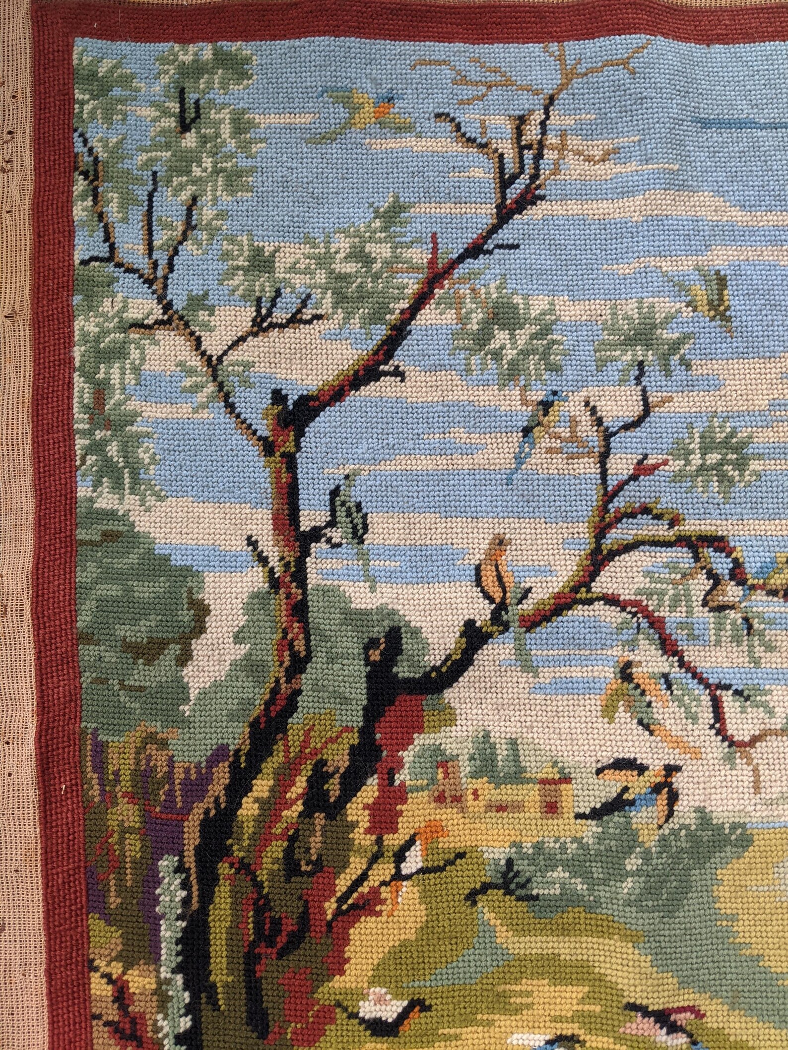 Large Completed Needlepoint Tapestry Canvas. Country Scene. Ideal for ...