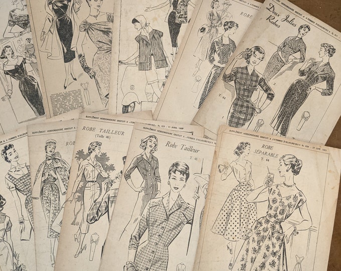 10 Vintage French Dress Making Patterns 1957 Coat Dress Blouse Jacket ...