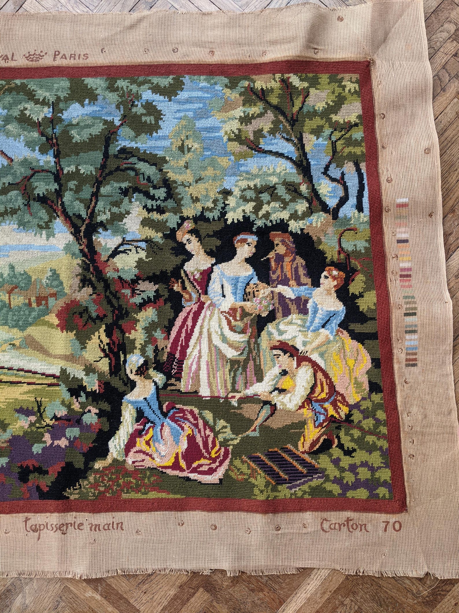 Large Completed Needlepoint Tapestry Canvas. Country Scene. Ideal for ...
