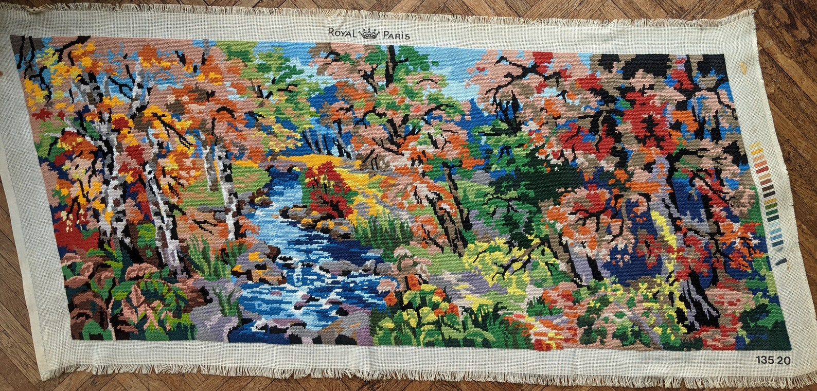 Autumn Forest Completed Vintage Needlepoint Tapestry. Perfect for ...