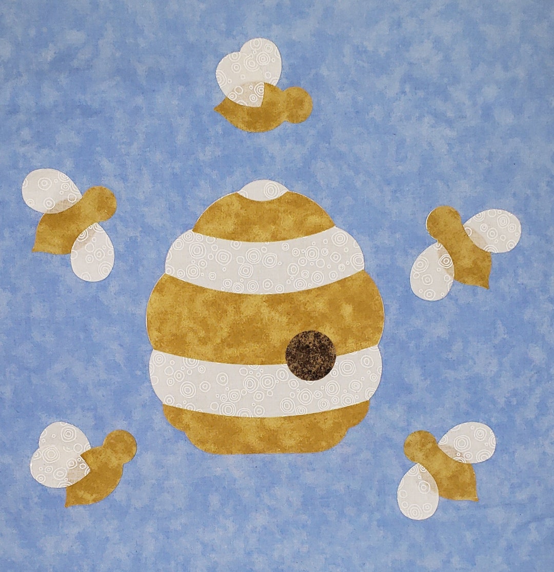 NO SEW Beehive & 5 Bees Die-cut Pre-fused PERMENANT Appliqué - Etsy