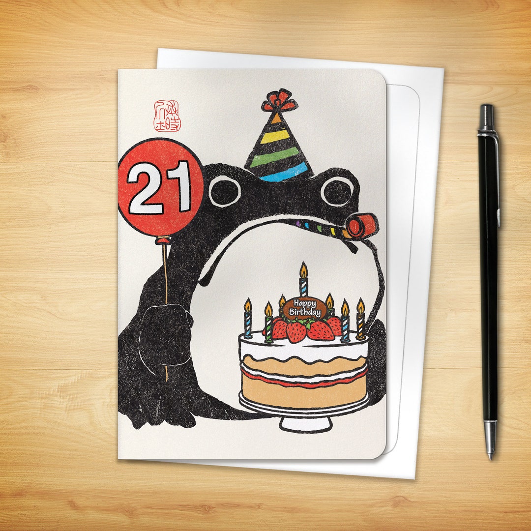 21st Birthday Greeting Card - Age 21 Ezen Frog (for Him for Her) - Etsy