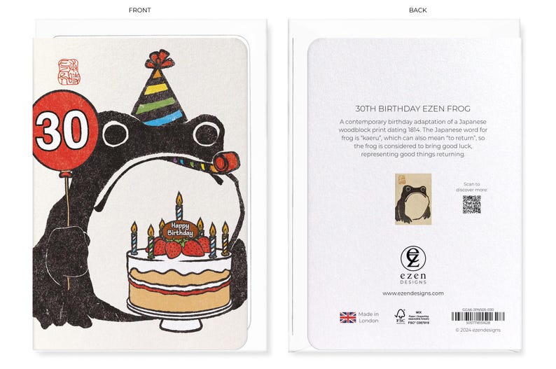 30th Birthday Greeting Card - Age 30 Ezen Frog (for Him for Her) - Etsy