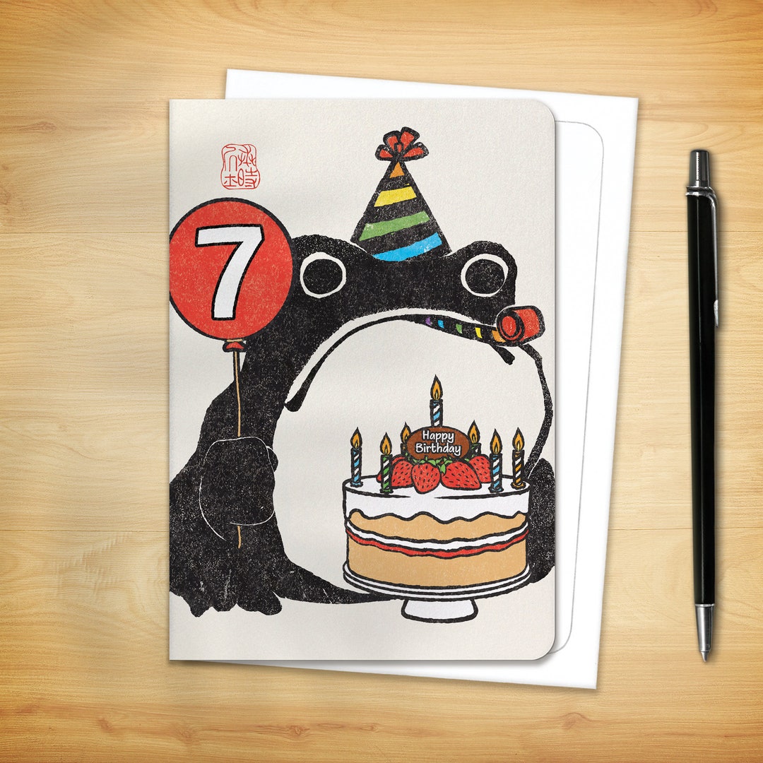 7th Birthday Greeting Card - Age 7 Ezen Frog (for Him for Her) - Etsy