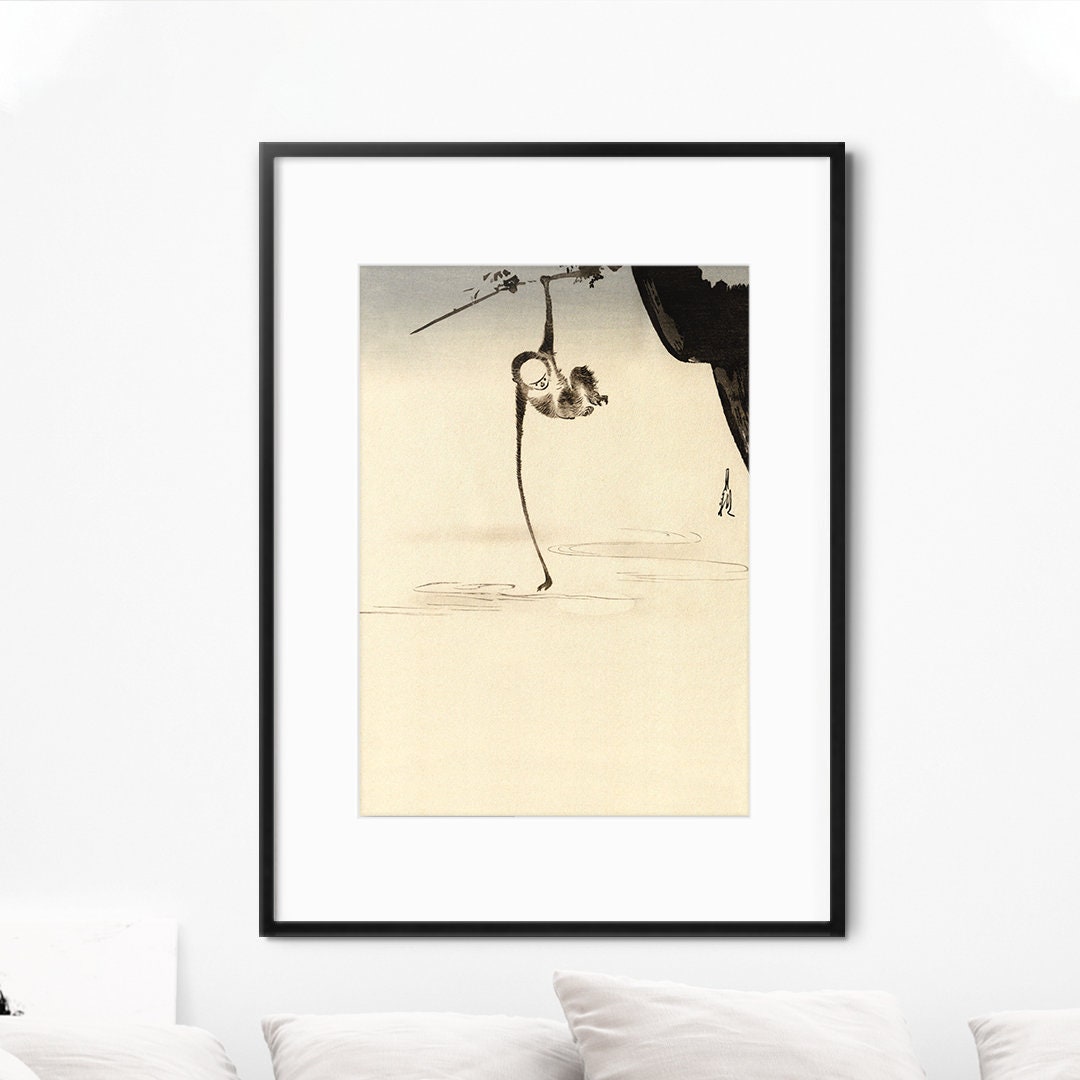 Japanese Art Print - Monkey and Moon (for Him Her Them) - Etsy