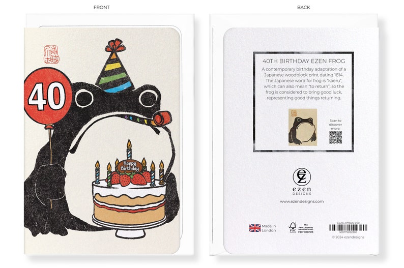 40th Birthday Greeting Card Age 40 Ezen Frog for Him for Her - Etsy