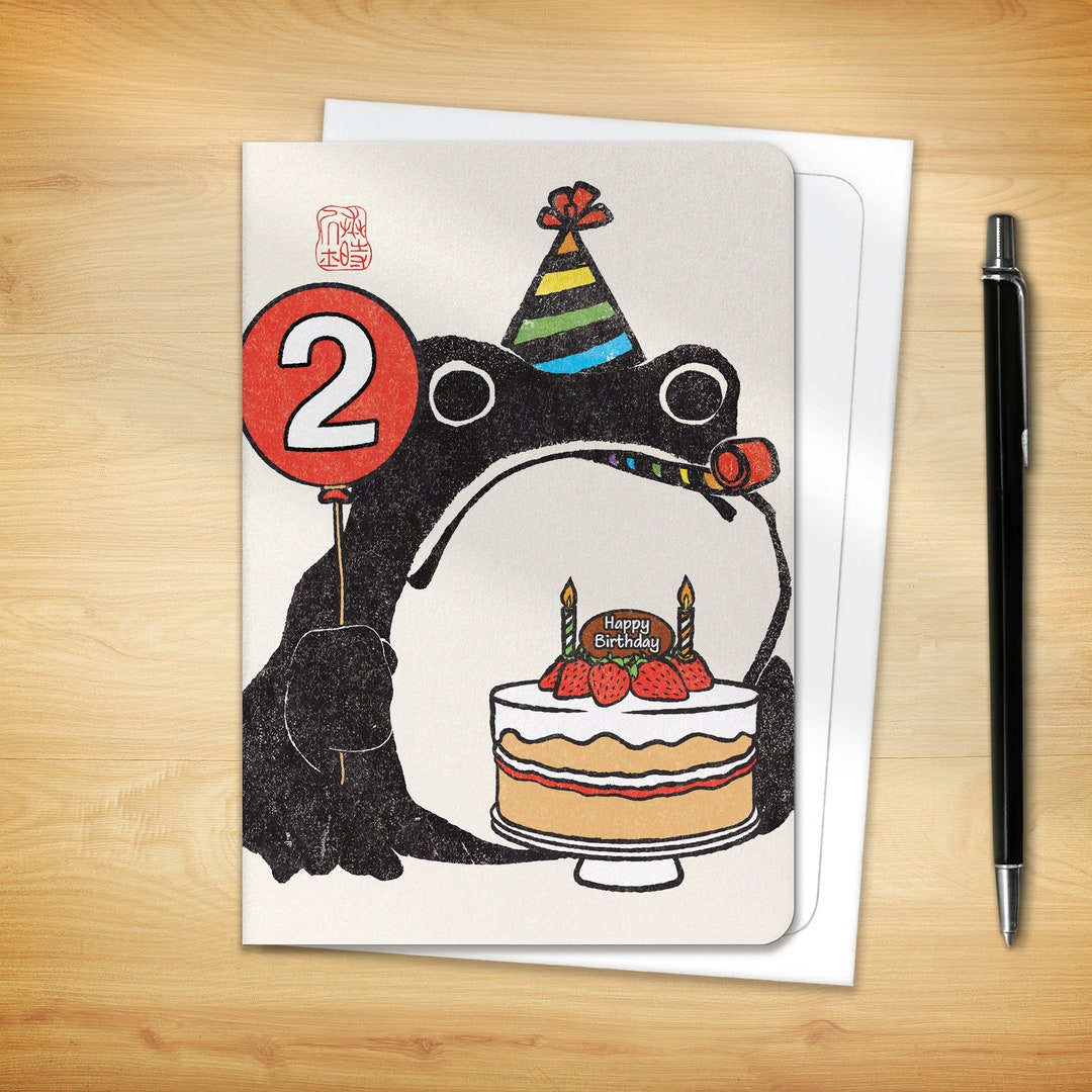 2nd Birthday Greeting Card Age 2 Ezen Frog for Him for Her - Etsy