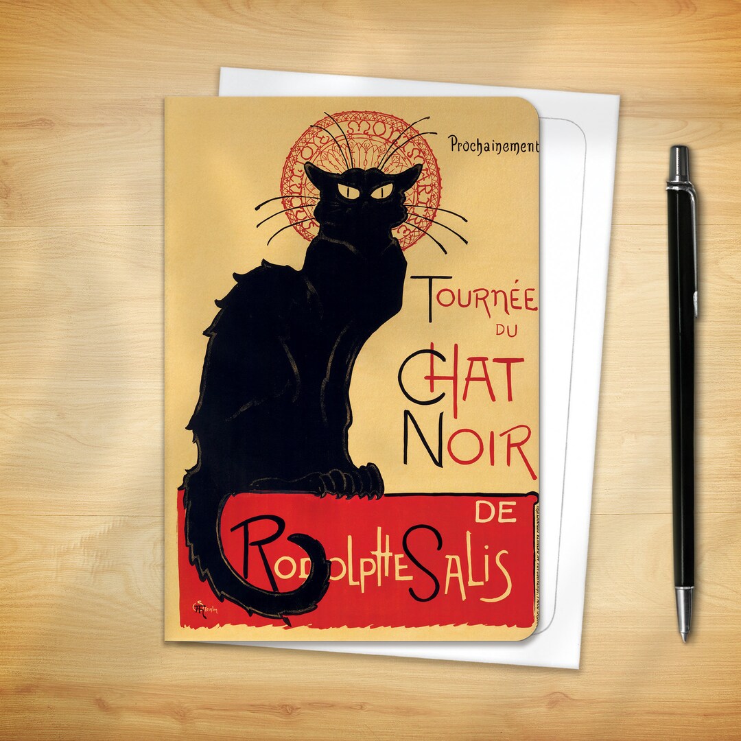 Classic Greeting Card - Black Cat Tournée Du Chat Noir - Etsy