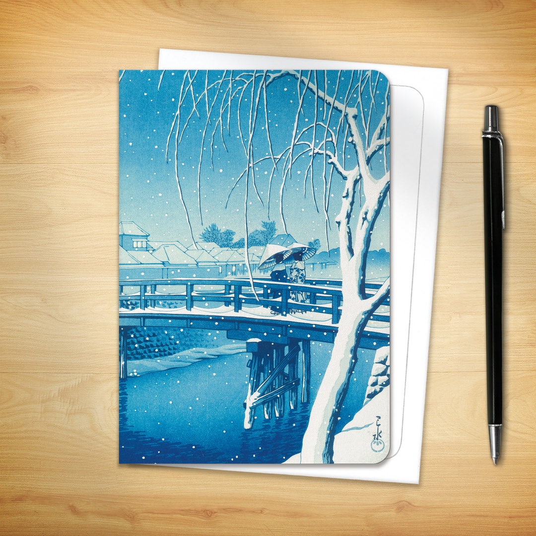 Japanese Greeting Card - Bridge Over Edo River - Etsy