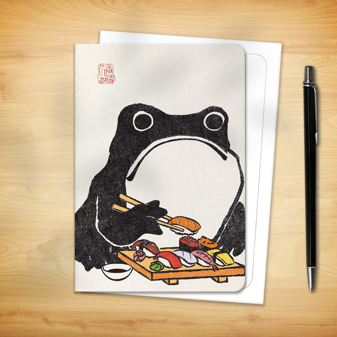 Japanese Greeting Card Sushi Ezen Frog - Etsy