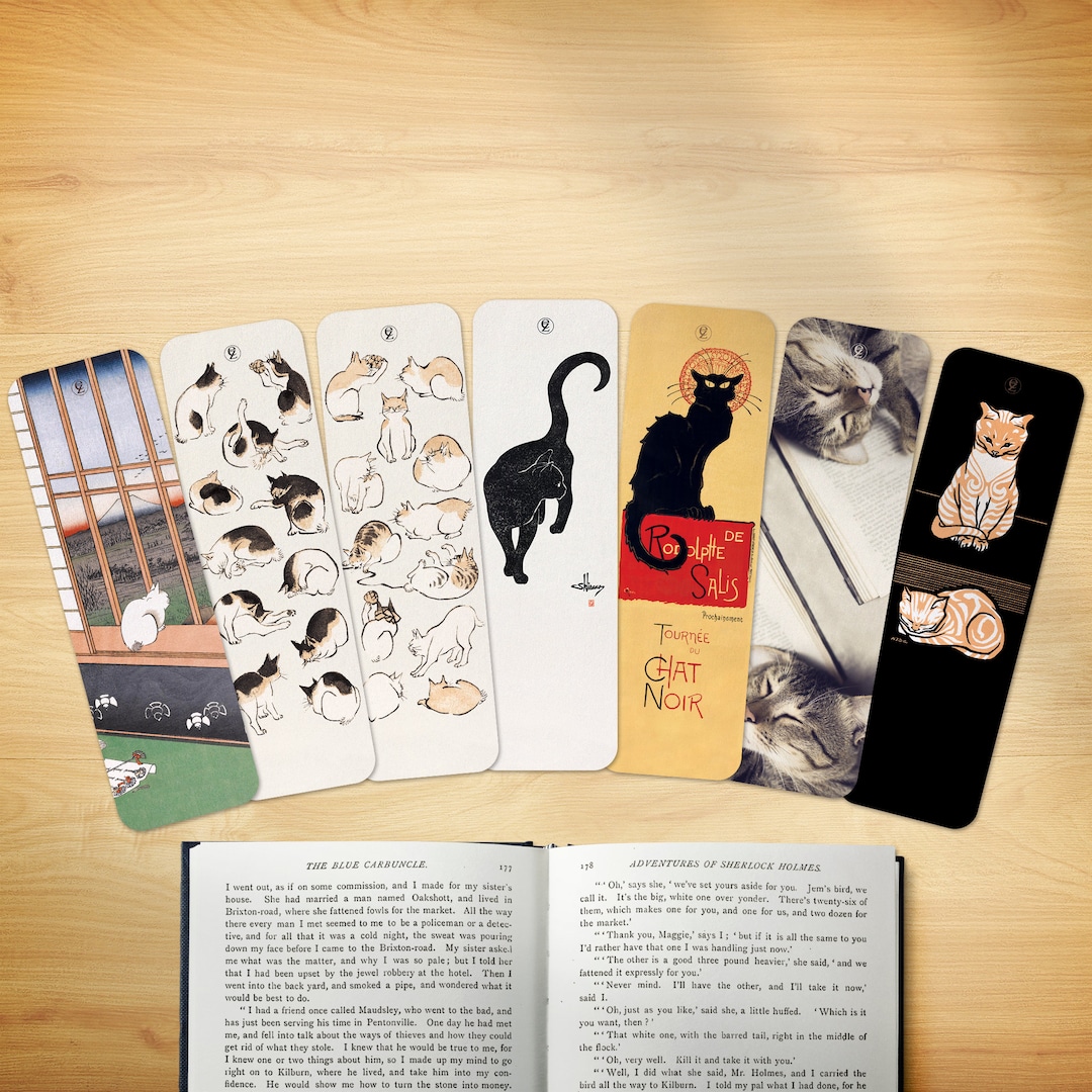 7 Bookmarks - Cat Designs - Etsy