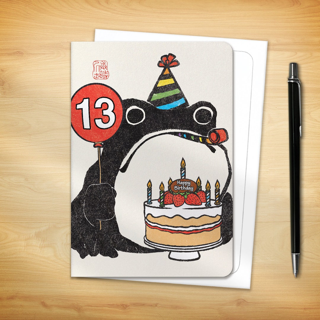 13th Birthday Greeting Card - Age 13 Ezen Frog (for Him for Her) - Etsy