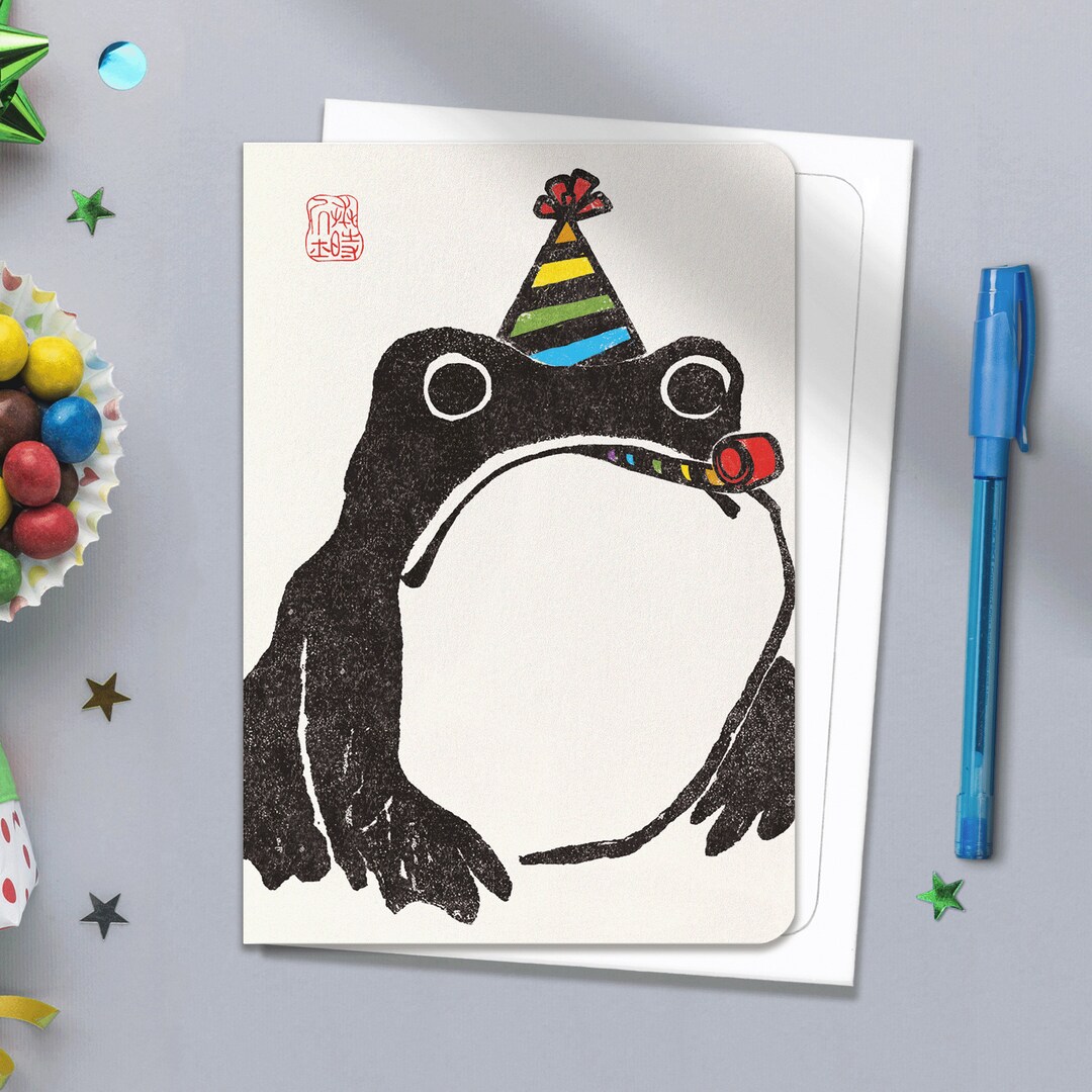 Birthday Greeting Card Party Japanese Ezen Frog - Etsy