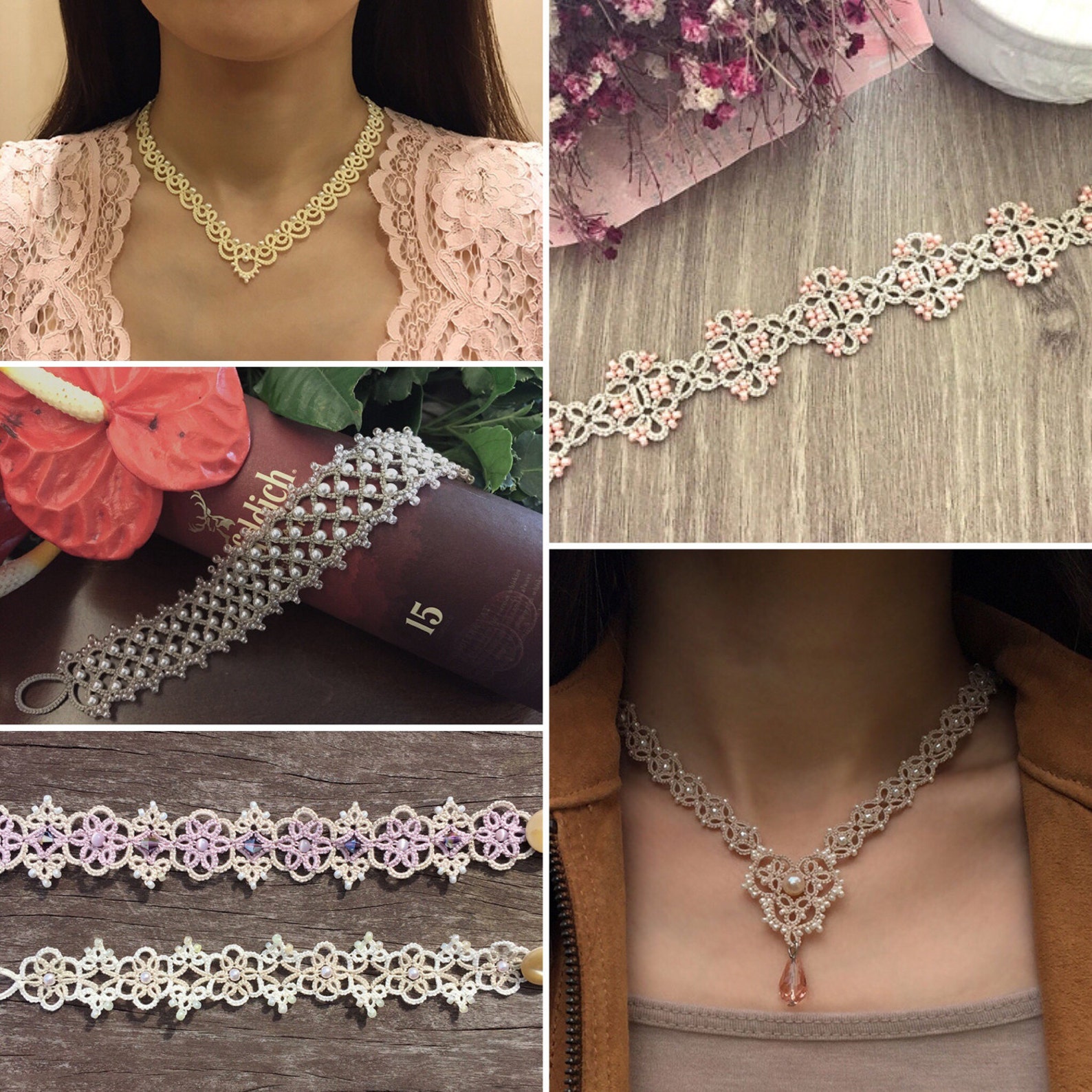 Set of 5 Tatting Lace Patterns - Etsy