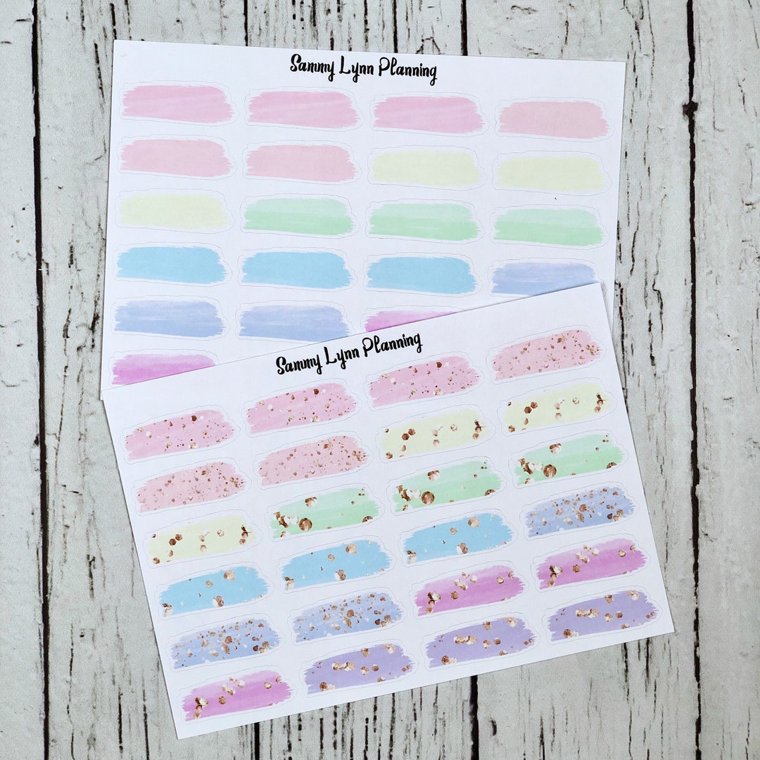 Pastel Rainbow Brush Stroke Stickers - Brush Stroke Boxes - Etsy