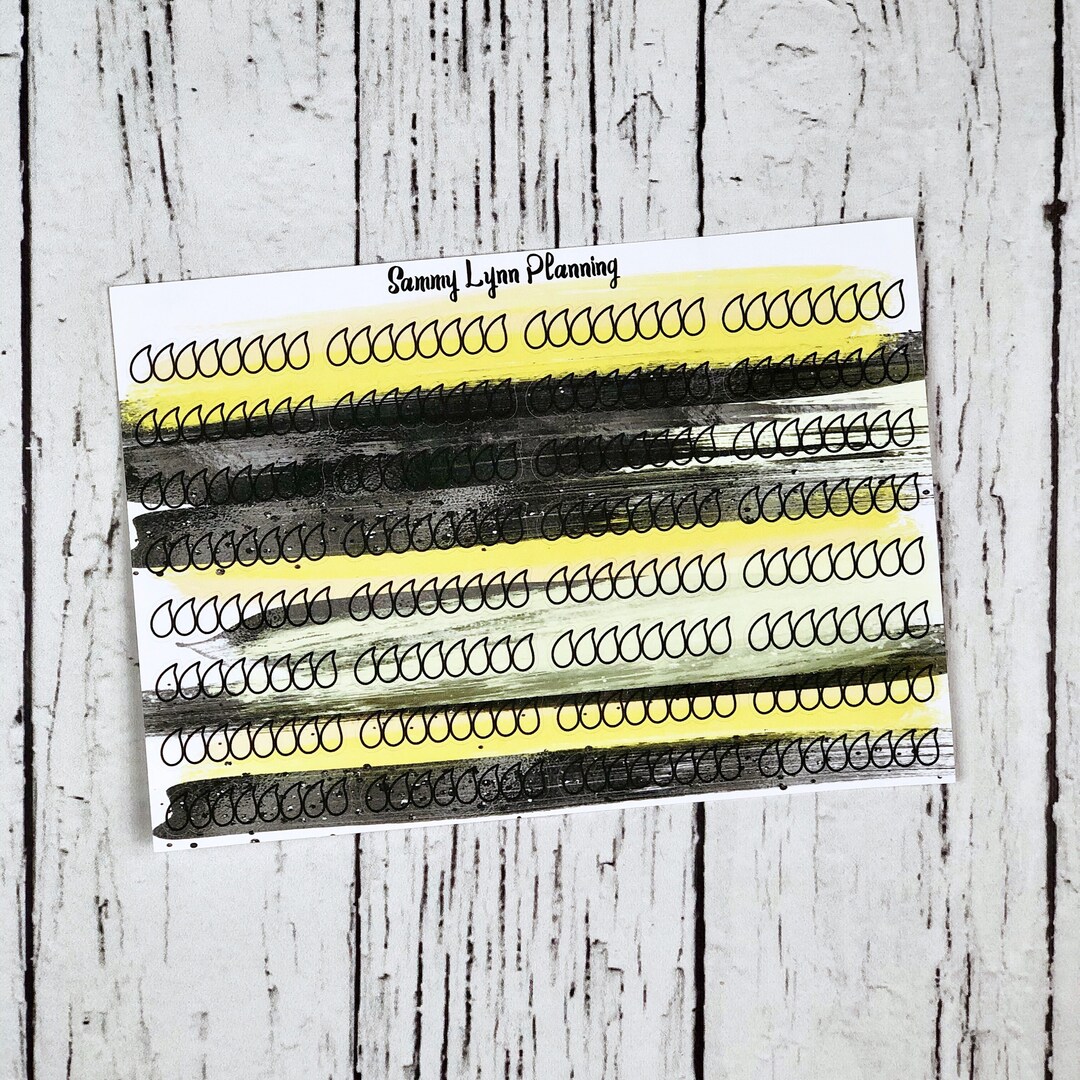 Yellow and Black Brush Stroke Stickers - Hydrate - Etsy