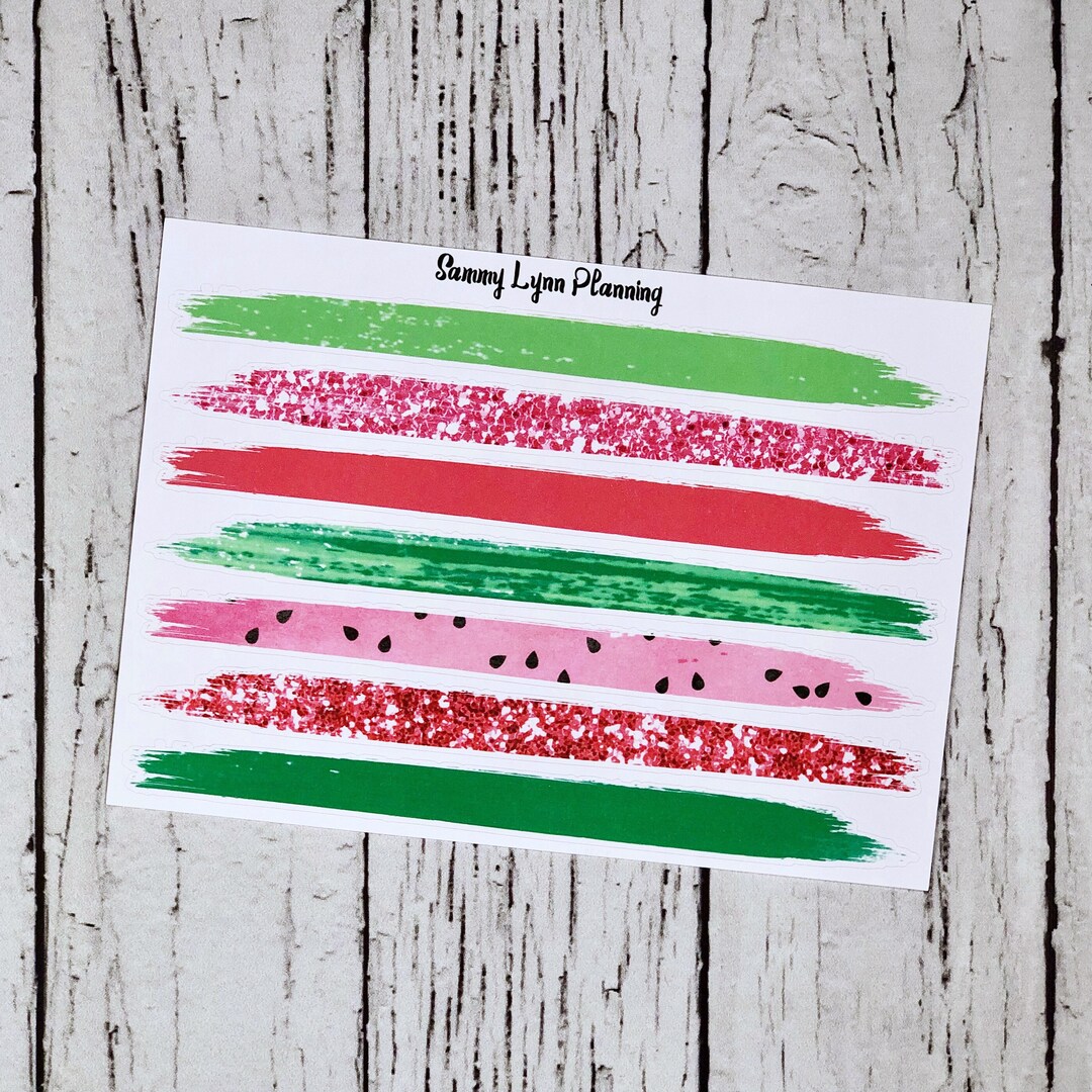 Watermelon Brush Stroke Stickers - Washi Strips - Etsy