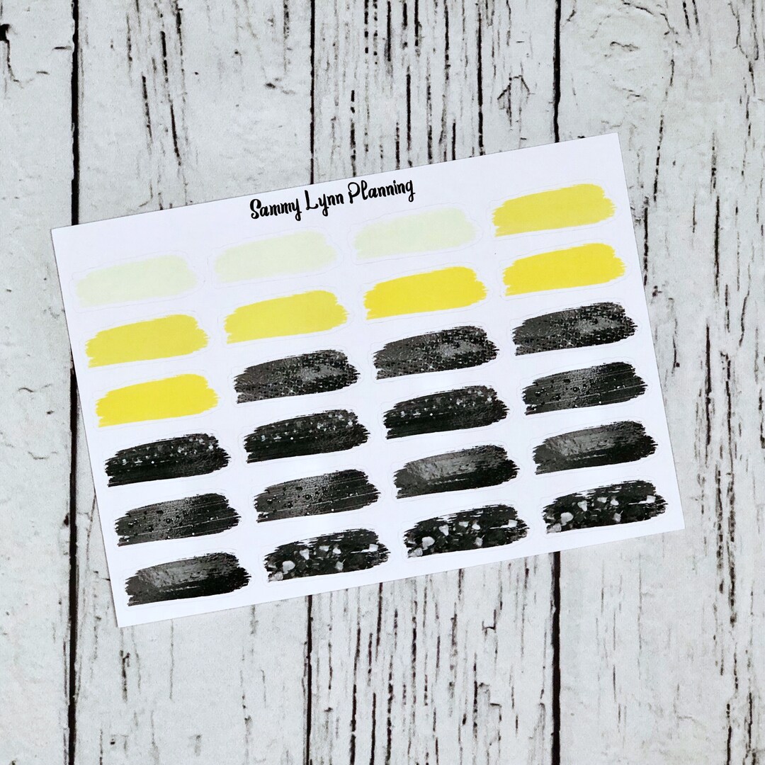 Yellow and Black Brush Stroke Stickers - Brush Stroke Boxes - Etsy