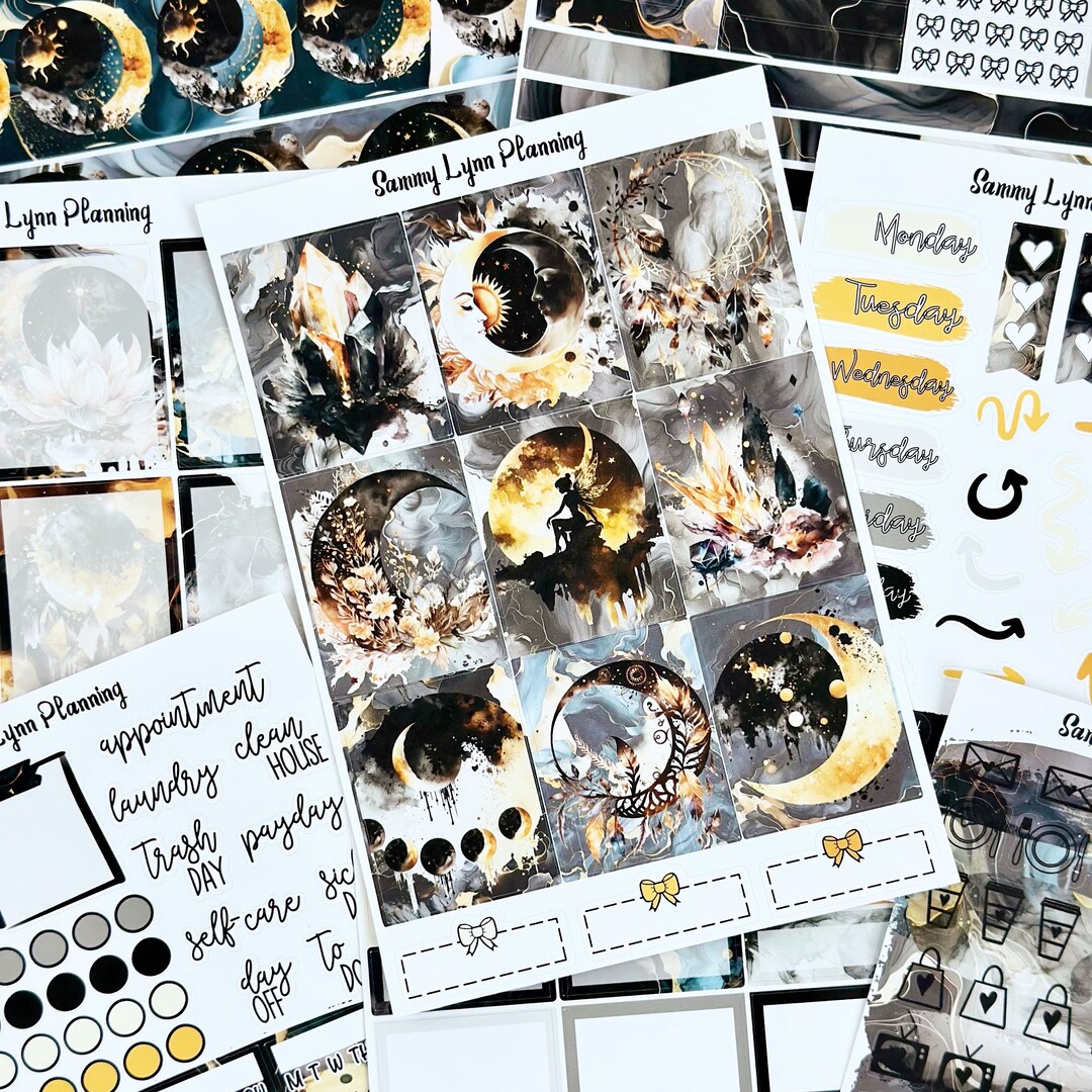Black and Gold Celestial Weekly Sticker Kit/a La Carte - Etsy