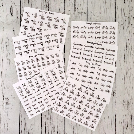 Script Planner Stickers School class no class study | Etsy